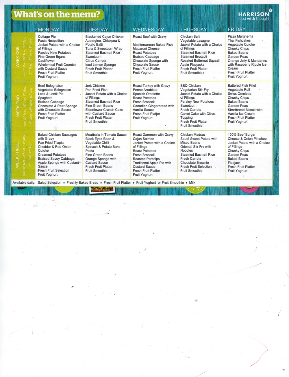 New menu starting this week 5 March – Selsdon Primary School and Nursery