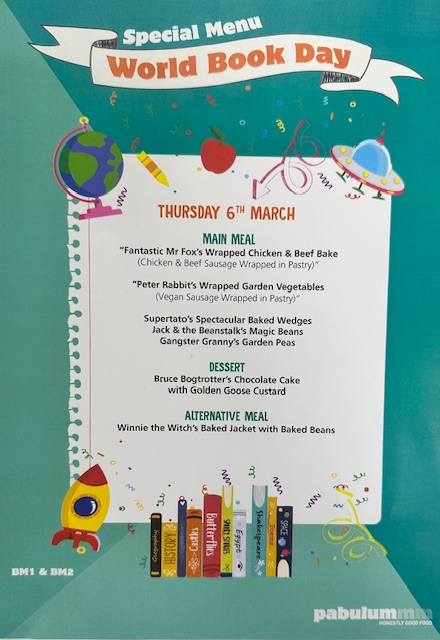 WORLD BOOK DAY -SPECIAL MENU. – Selsdon Primary School and Nursery